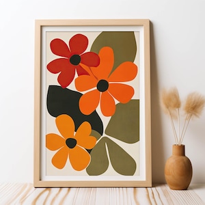 Retro 70s Floral Painting Print Autumn Groove Wall Art DIGITAL ART ...