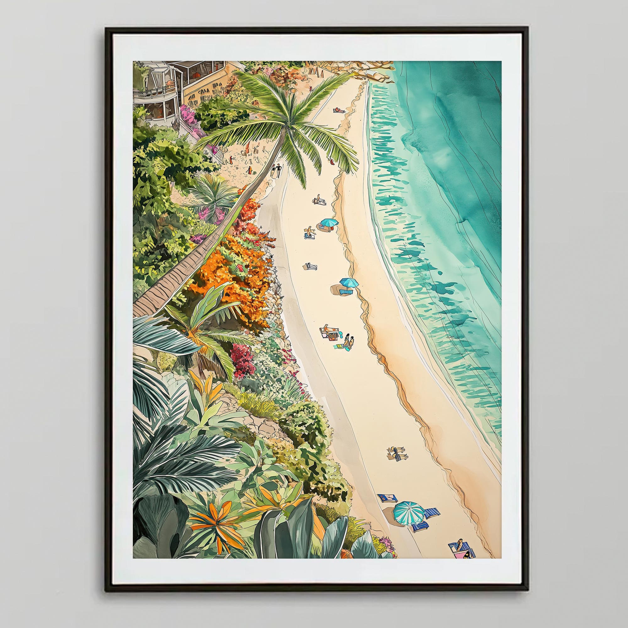 Palm Beach Coastal Painting DIGITAL DOWNLOAD, Palm Paradise Beach Art ...