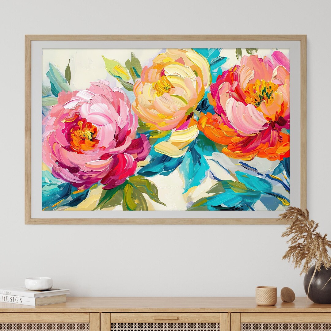 Peony Dance Abstract Flowers DIGITAL Art Print, Peony Flower Print ...