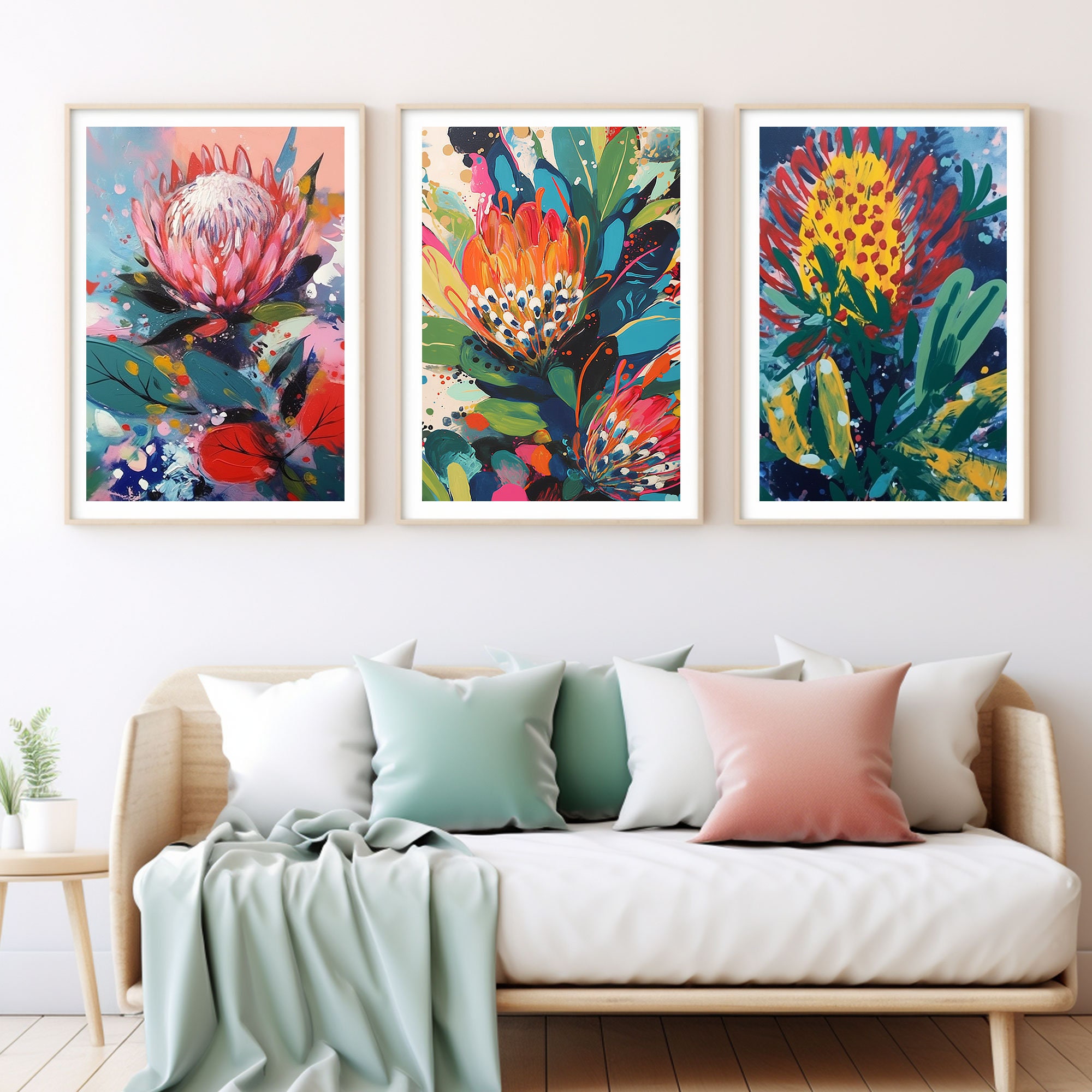Australian Native Flora Abstract Paintings DIGITAL Art Prints, Set of 3 ...