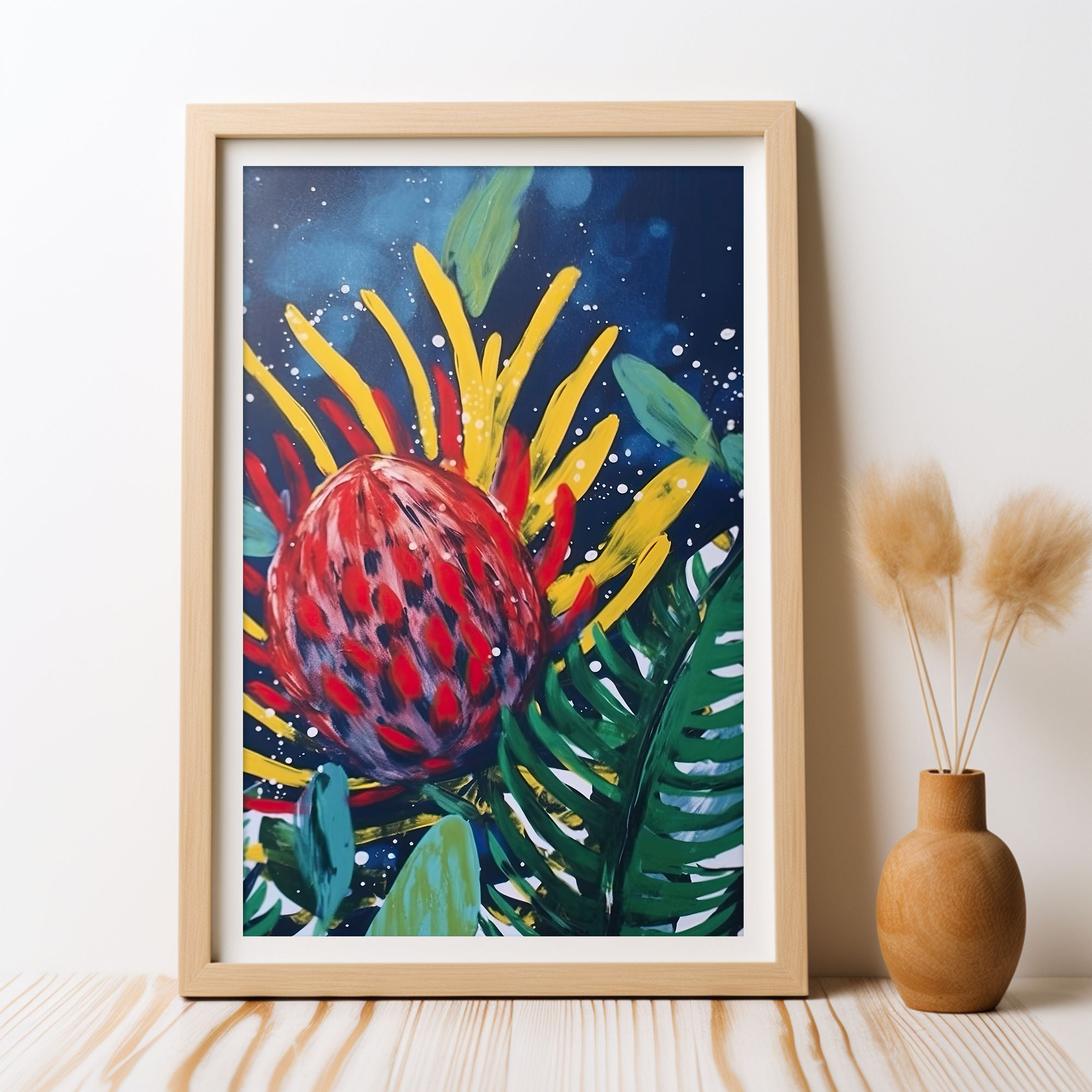 Australian Proteas Native Abstract, DIGITAL Art Print, Native Flowers ...
