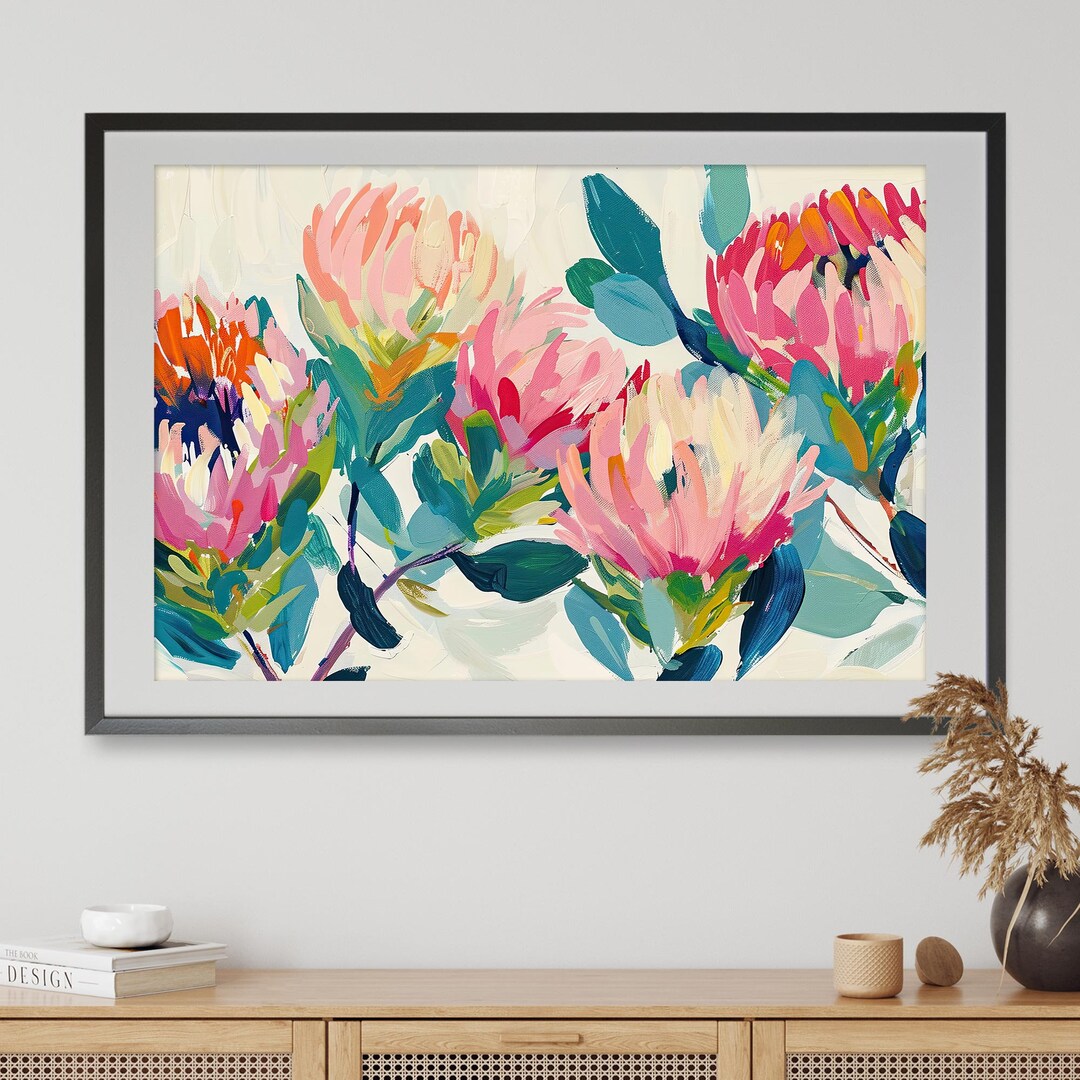 Australian Protea Bloom Abstract Painting DIGITAL Art Print, Native ...