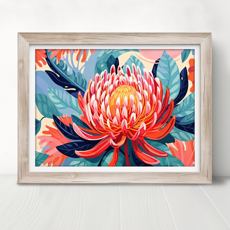 Australian Waratah Beauty, DIGITAL DOWNLOAD, Native Flowers Waratah, Botanical Wall Art, Floral ...