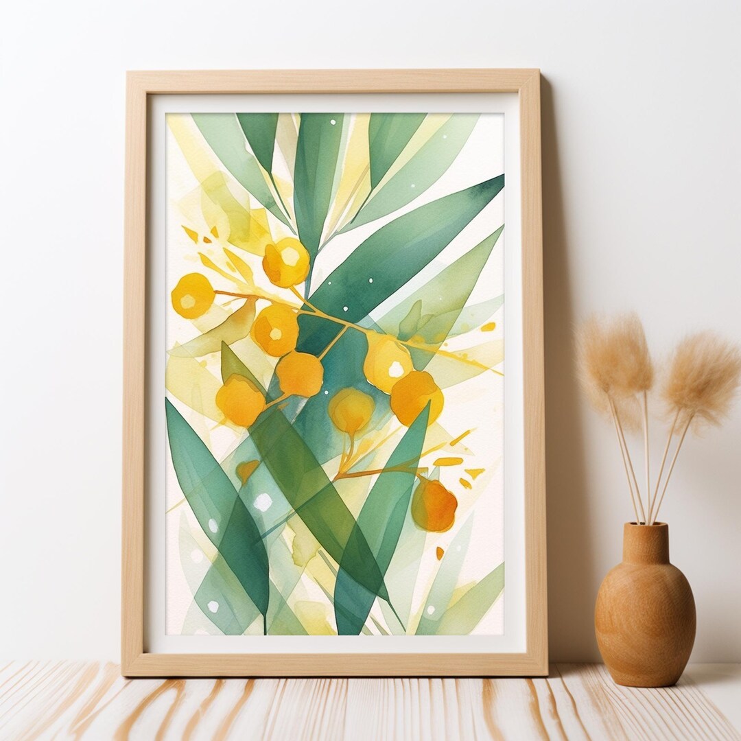 Australian Wattle Splendour Watercolour, DIGITAL Art Print, Native ...