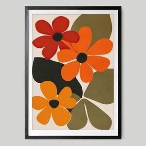 Retro 70s Floral Painting Print Autumn Groove Wall Art DIGITAL ART ...