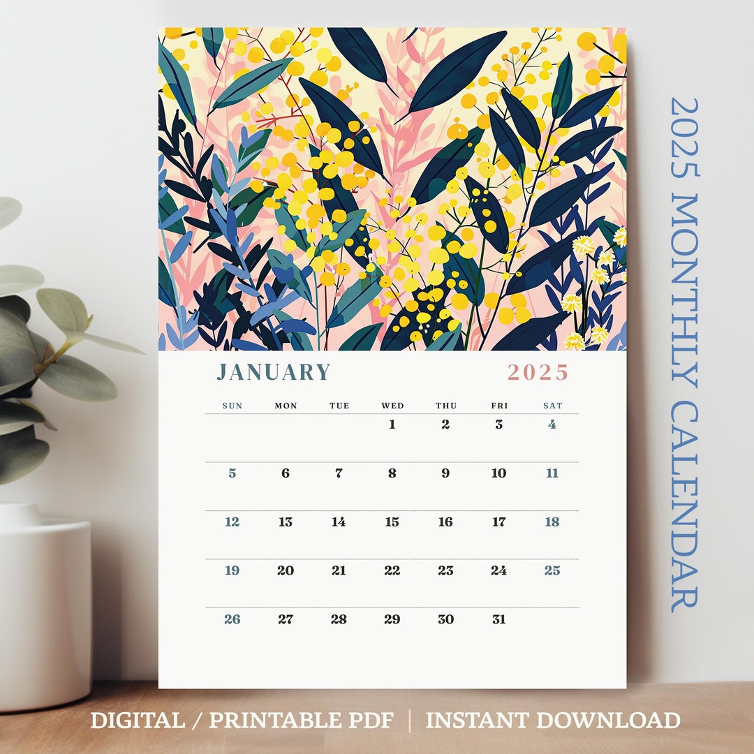 2025 Calendar Monthly Printable, Australian Native Flowers Floral ...