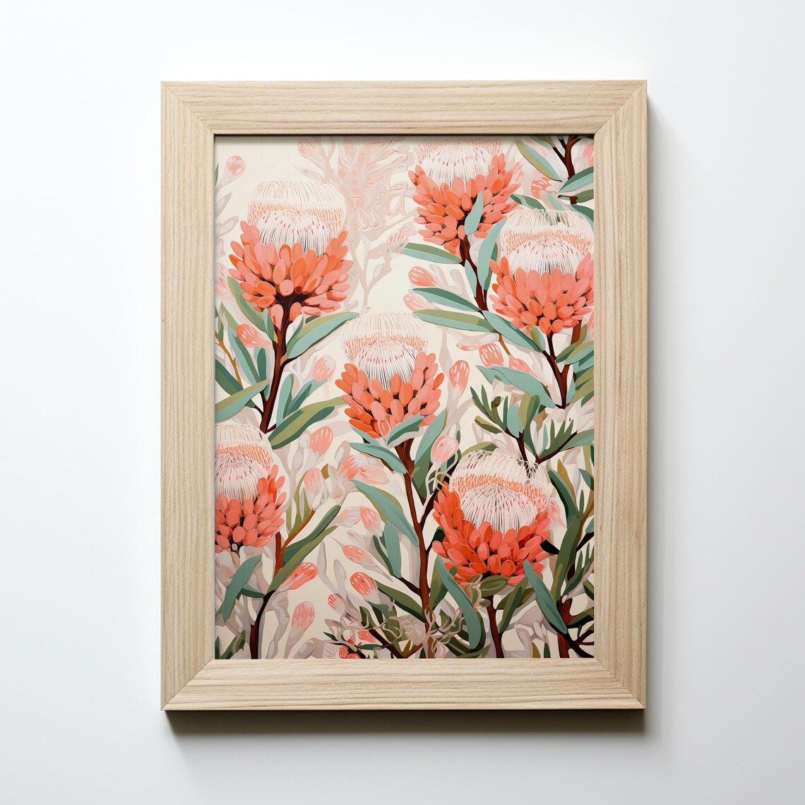 Proteas Dreamy Australian Painting, DIGITAL DOWNLOAD, Soft Peach ...
