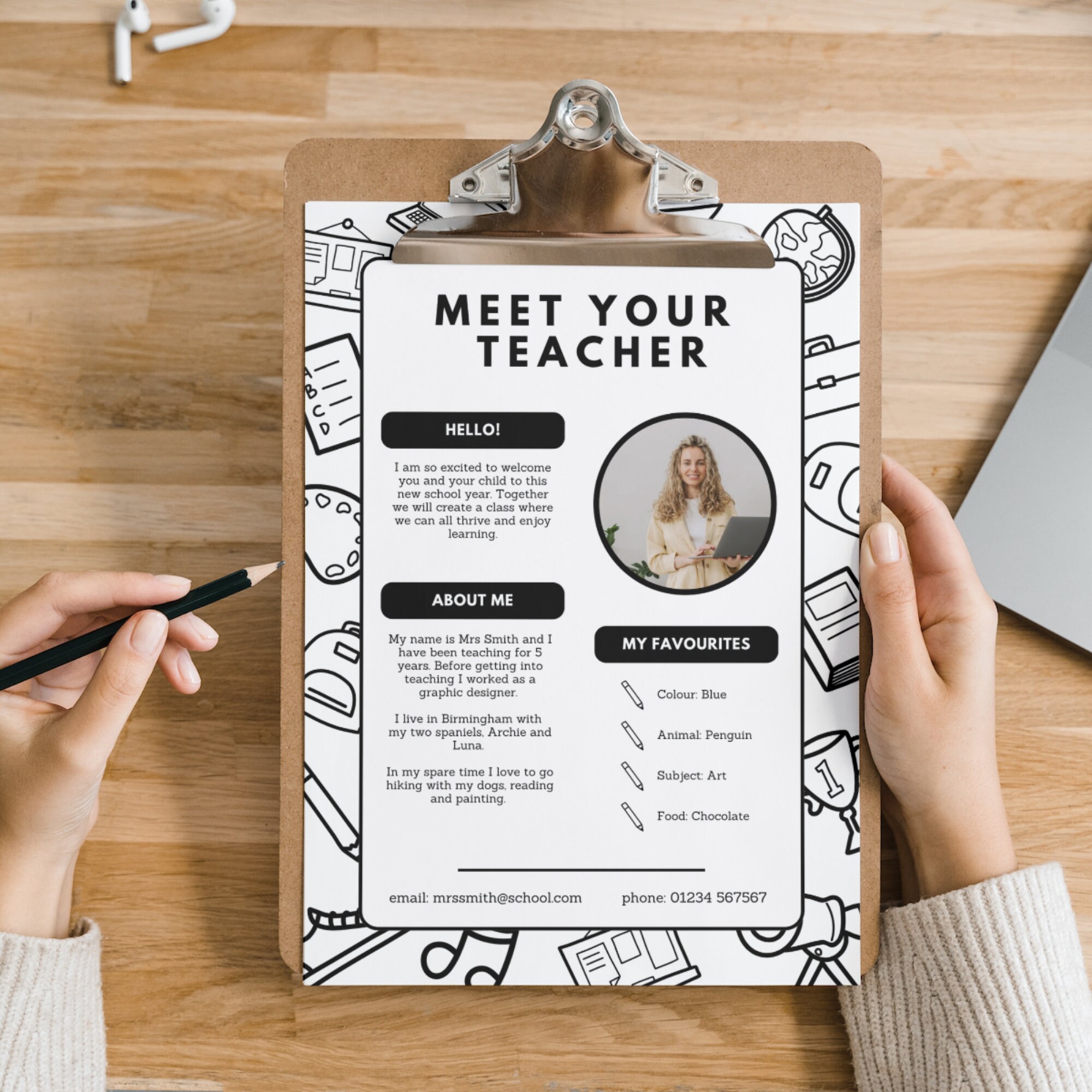 Meet the Teacher Template Digital Download Black and White Themed Meet ...