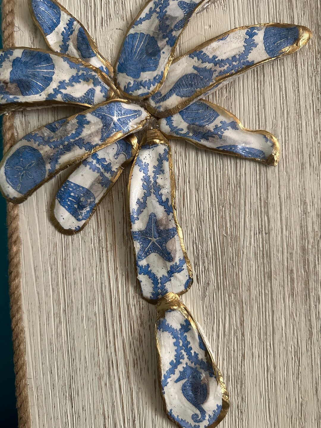 Beautiful Oyster Shell Palm Tree - Blue and White Ocean Themed - Etsy