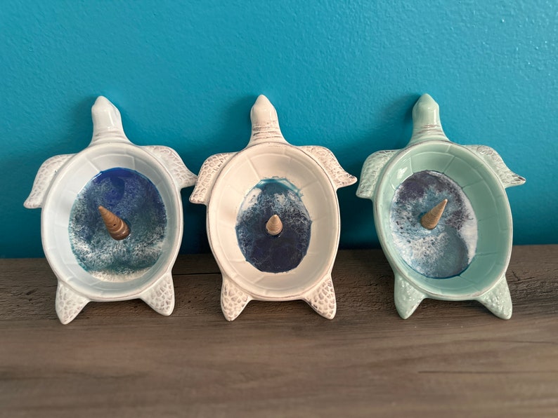 Handcrafted Ocean Resin Turtle Trinket/ring Dish With Shell - Etsy