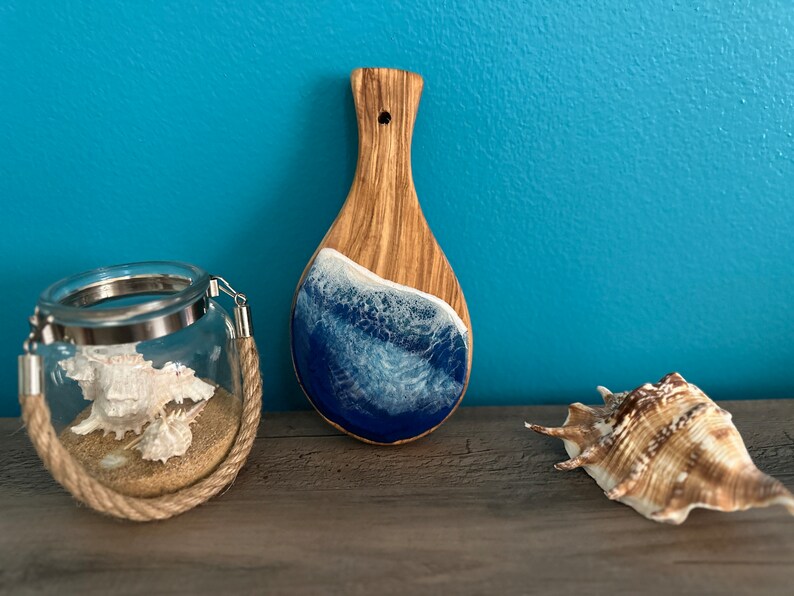 Ocean Resin Wood Spoon Rest - Etsy