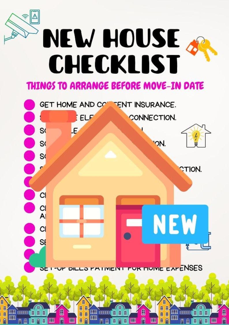 New House Checklist Digital Download Printable Checklist for Moving to ...