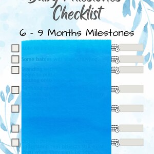 Baby Milestones and Development Checklist - Blue | Digital Download ...