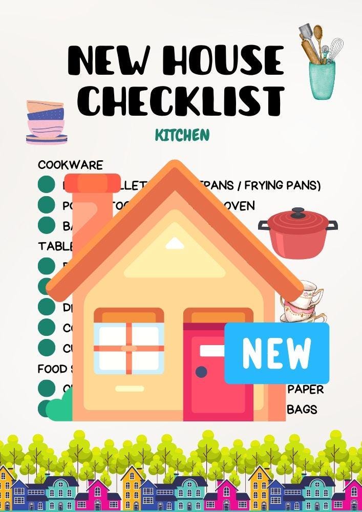 New House Checklist | Digital Download | Printable Checklist for Moving ...