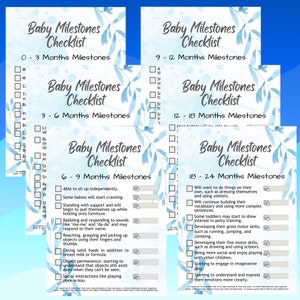 Baby Milestones and Development Checklist - Blue | Digital Download ...