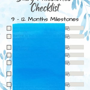 Baby Milestones and Development Checklist - Blue | Digital Download ...
