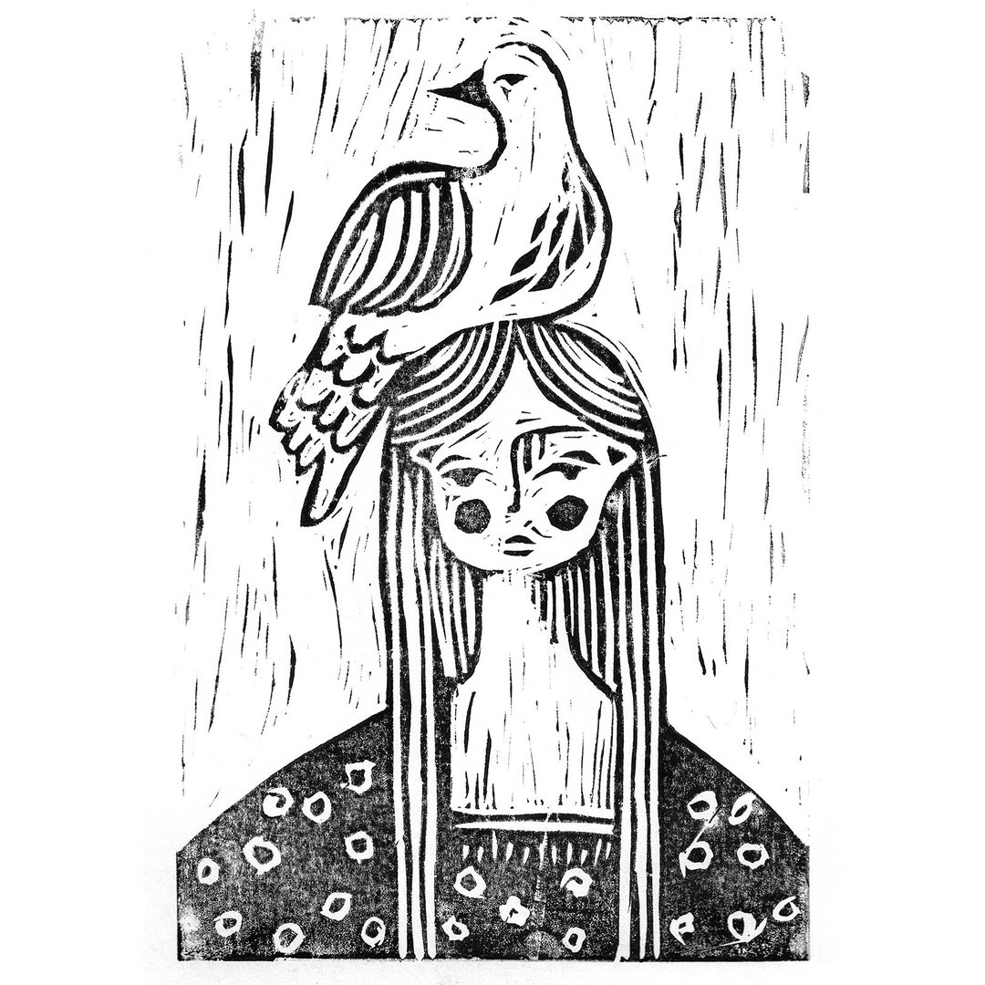 Set of Three A6 Pretty Lady Linoprints - Etsy