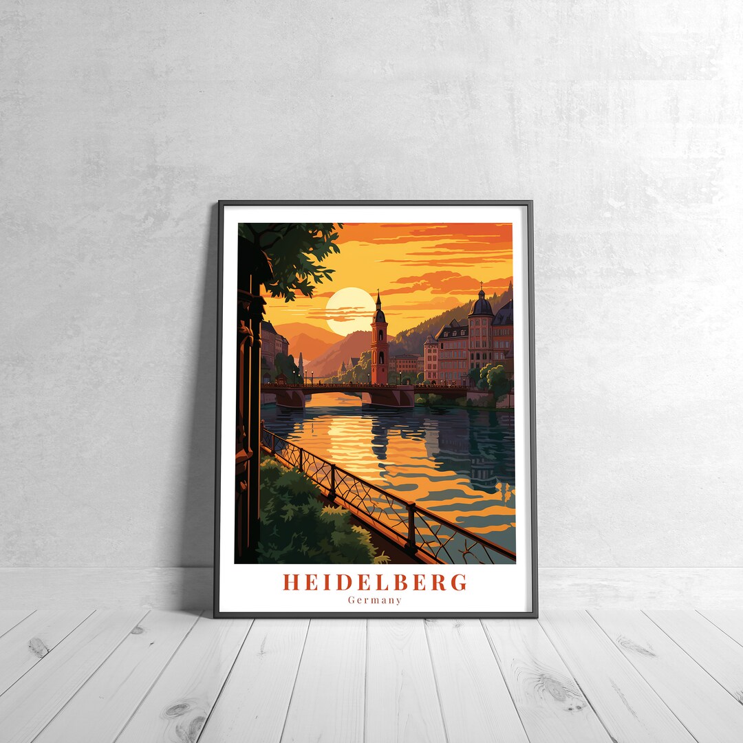 Heidelberg Vintage Travel Poster Retro Germany Art Print Colorful Home ...