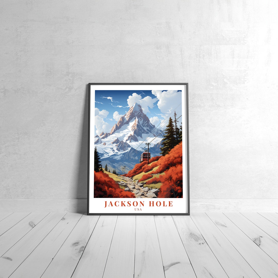 Jackson Hole Vintage Travel Poster Retro USA Art Print Colorful Home ...