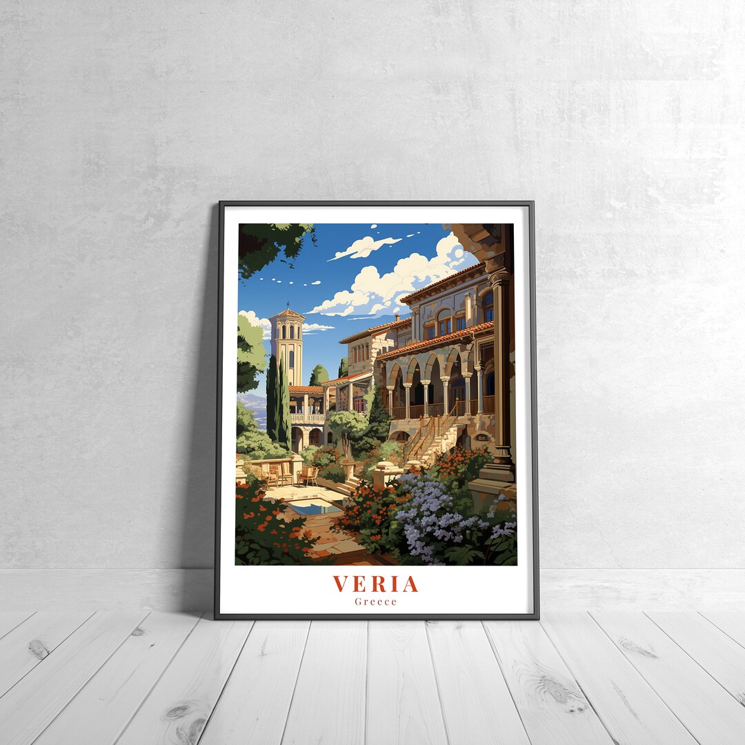 Veria Vintage Travel Poster Retro Greece Art Print Colorful Home Decor ...