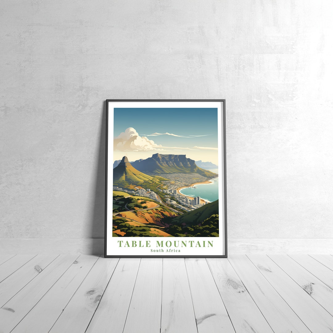 Table Mountain Vintage Travel Poster Retro South Africa Art Print ...