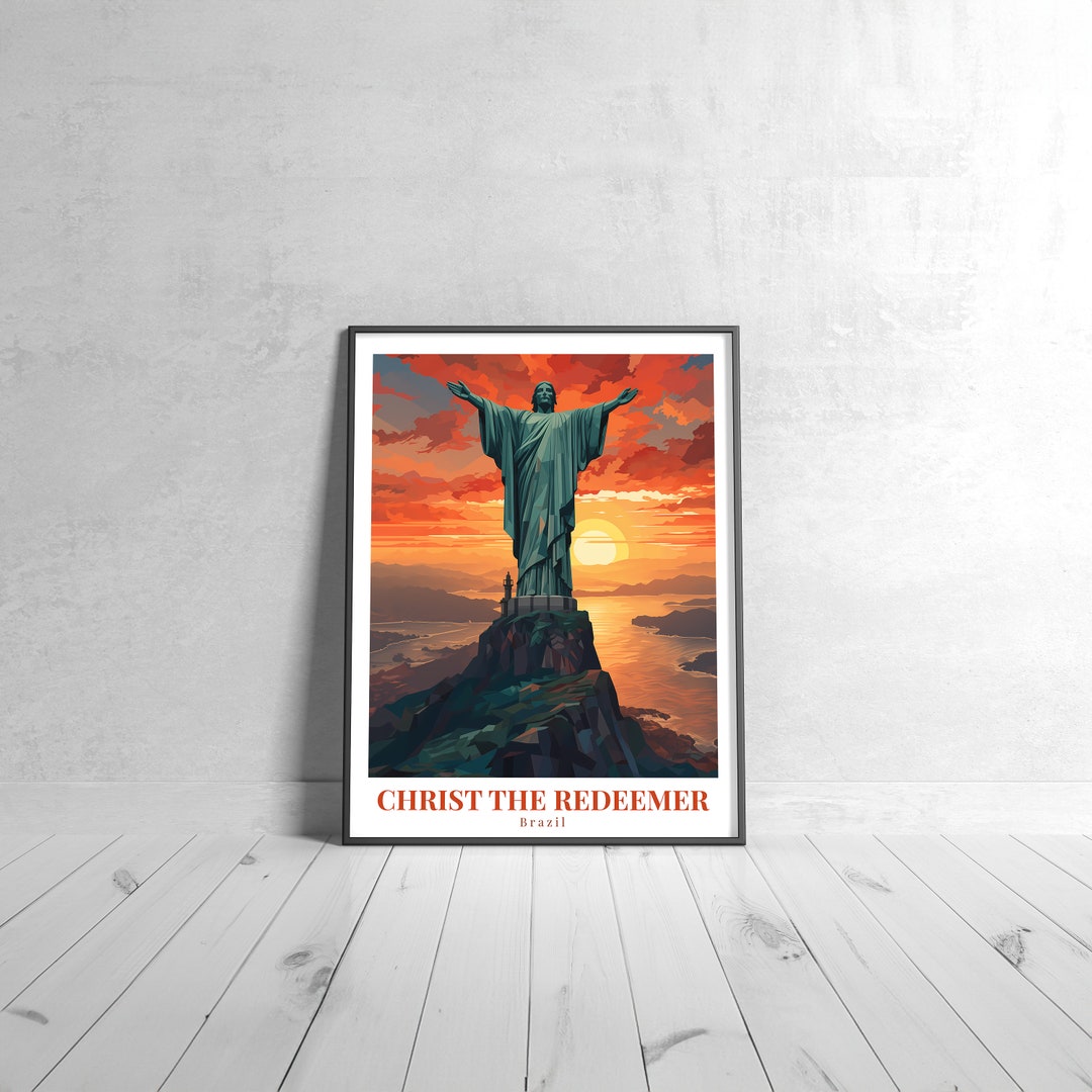 Christ the Redeemer Vintage Travel Poster Retro Brazil Art Print ...