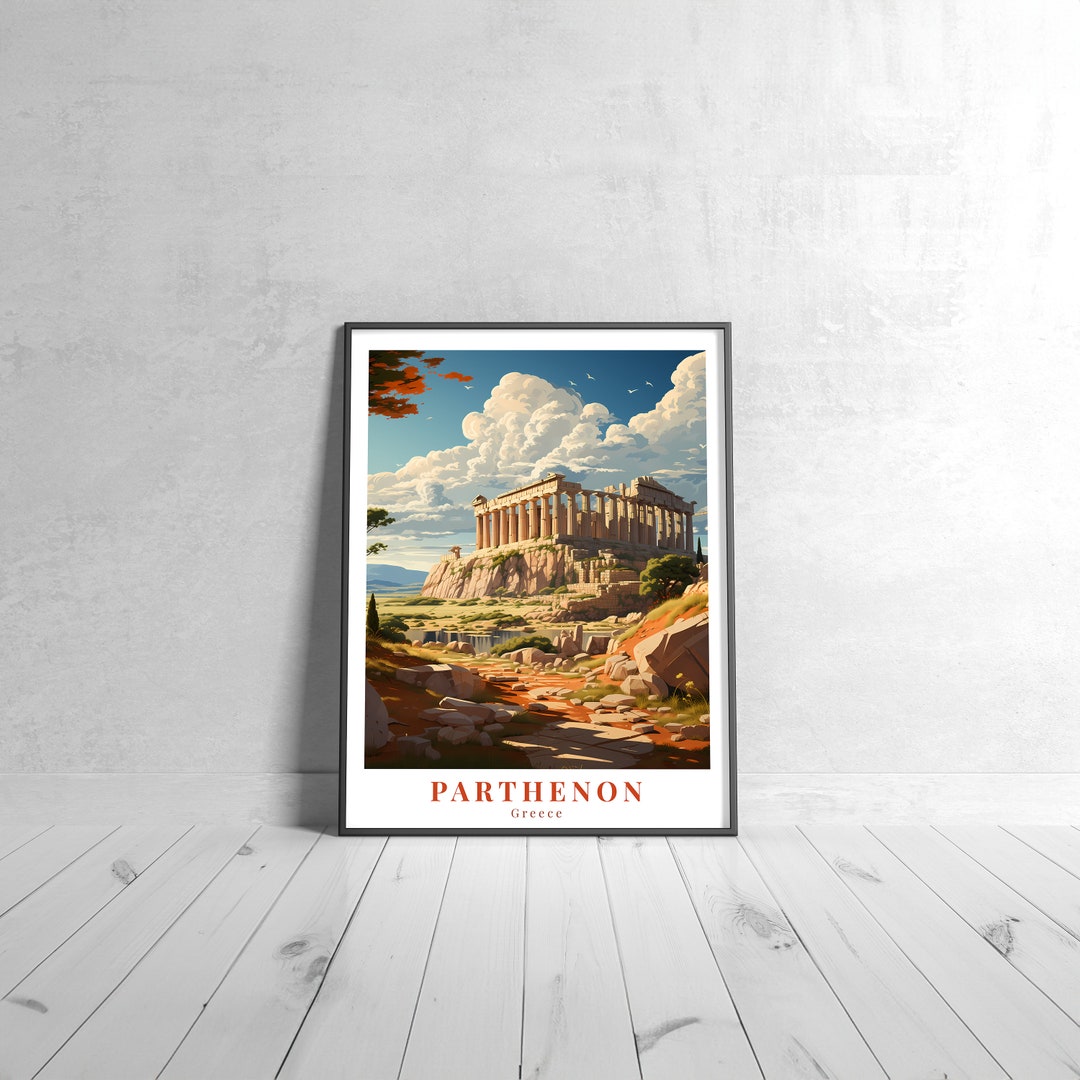 Parthenon Vintage Travel Poster Retro Greece Art Print Colorful Home ...