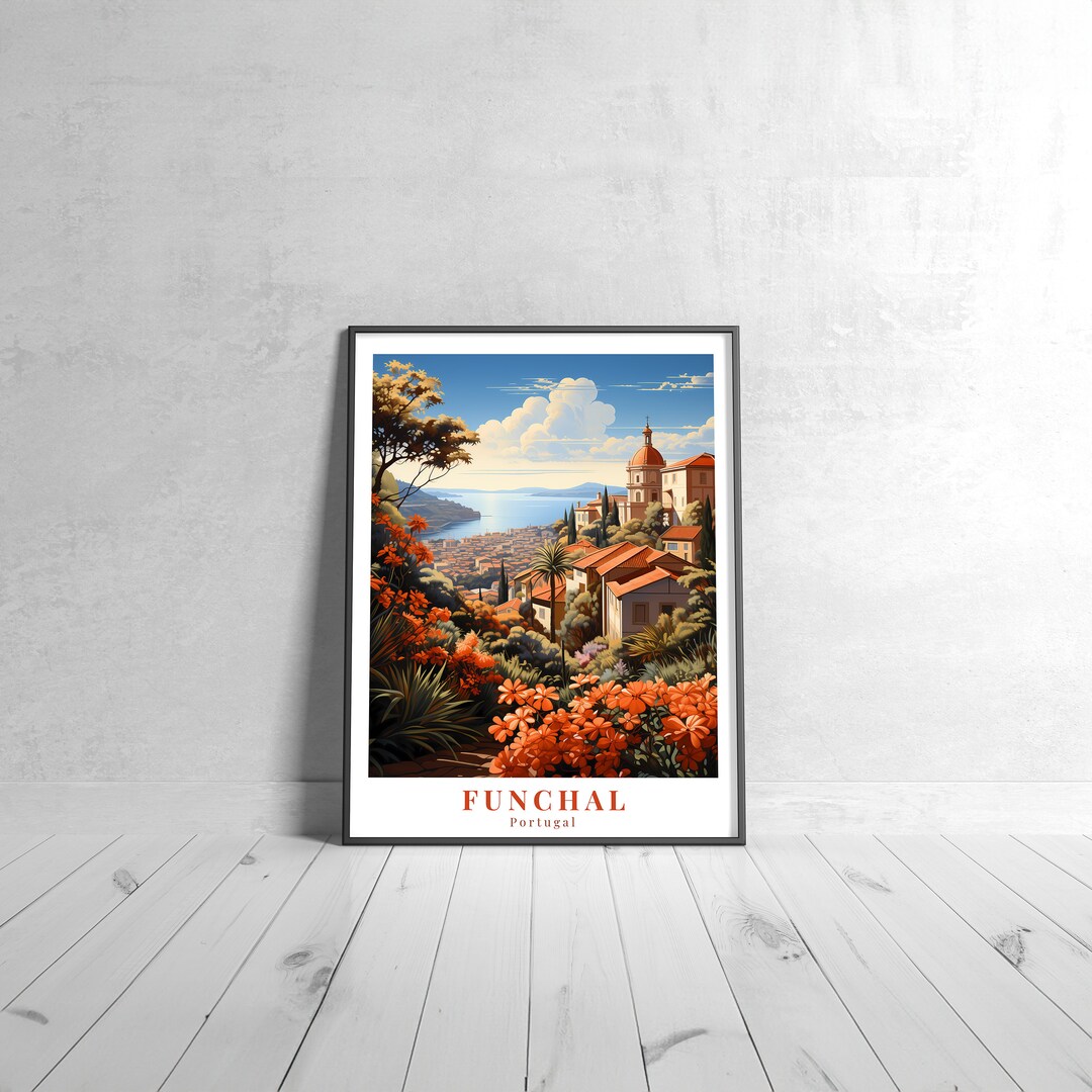 Funchal Vintage Travel Poster Retro Portugal Art Print Colorful Home ...