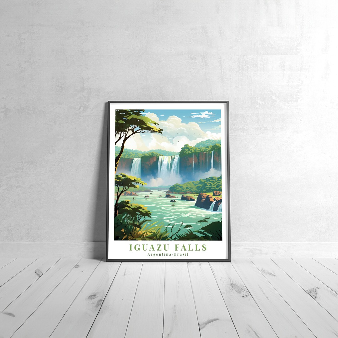 Iguazu Falls Vintage Travel Poster Retro Argentina/brazil Art Print ...