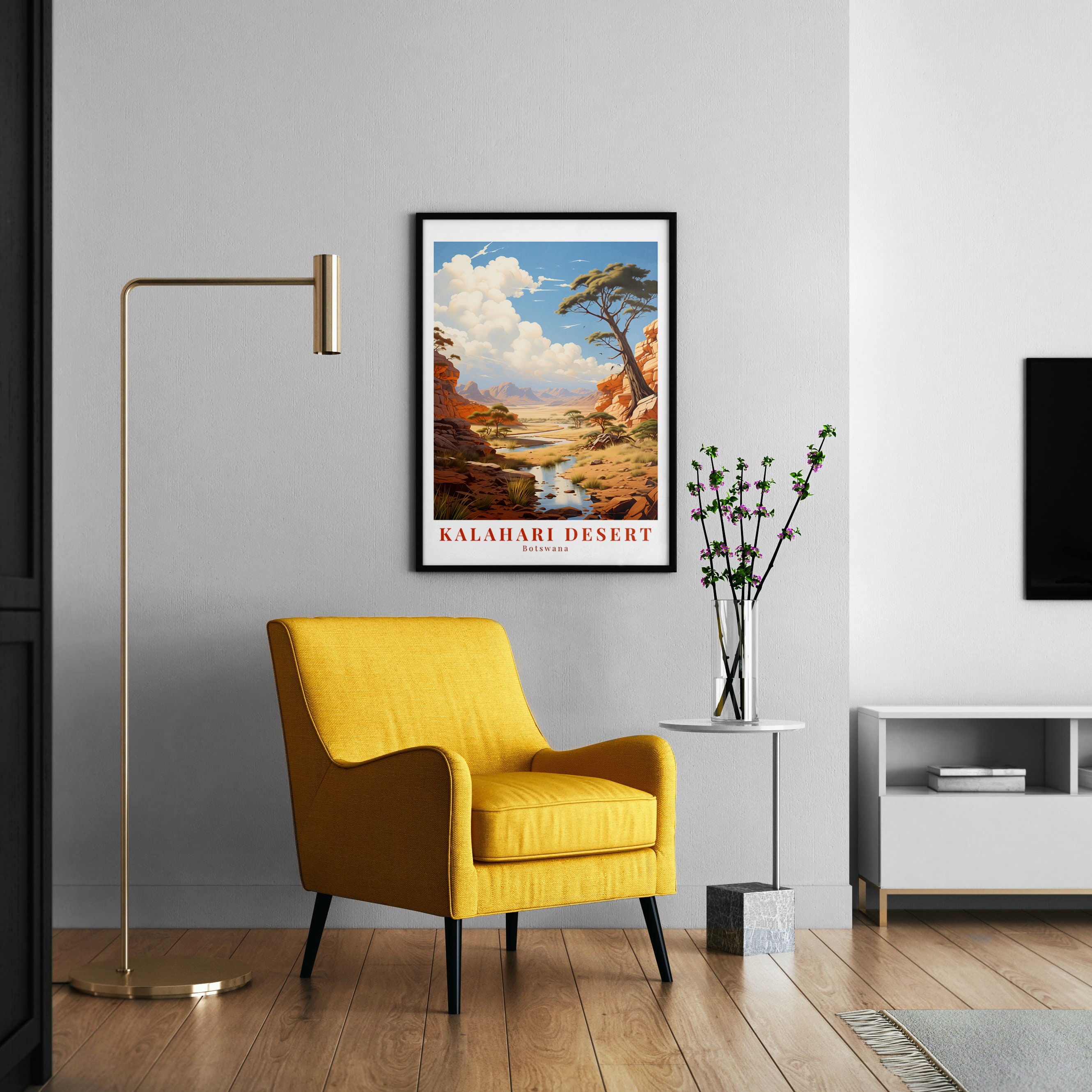Kalahari Desert Vintage Travel Poster Retro Botswana Art Print Colorful ...