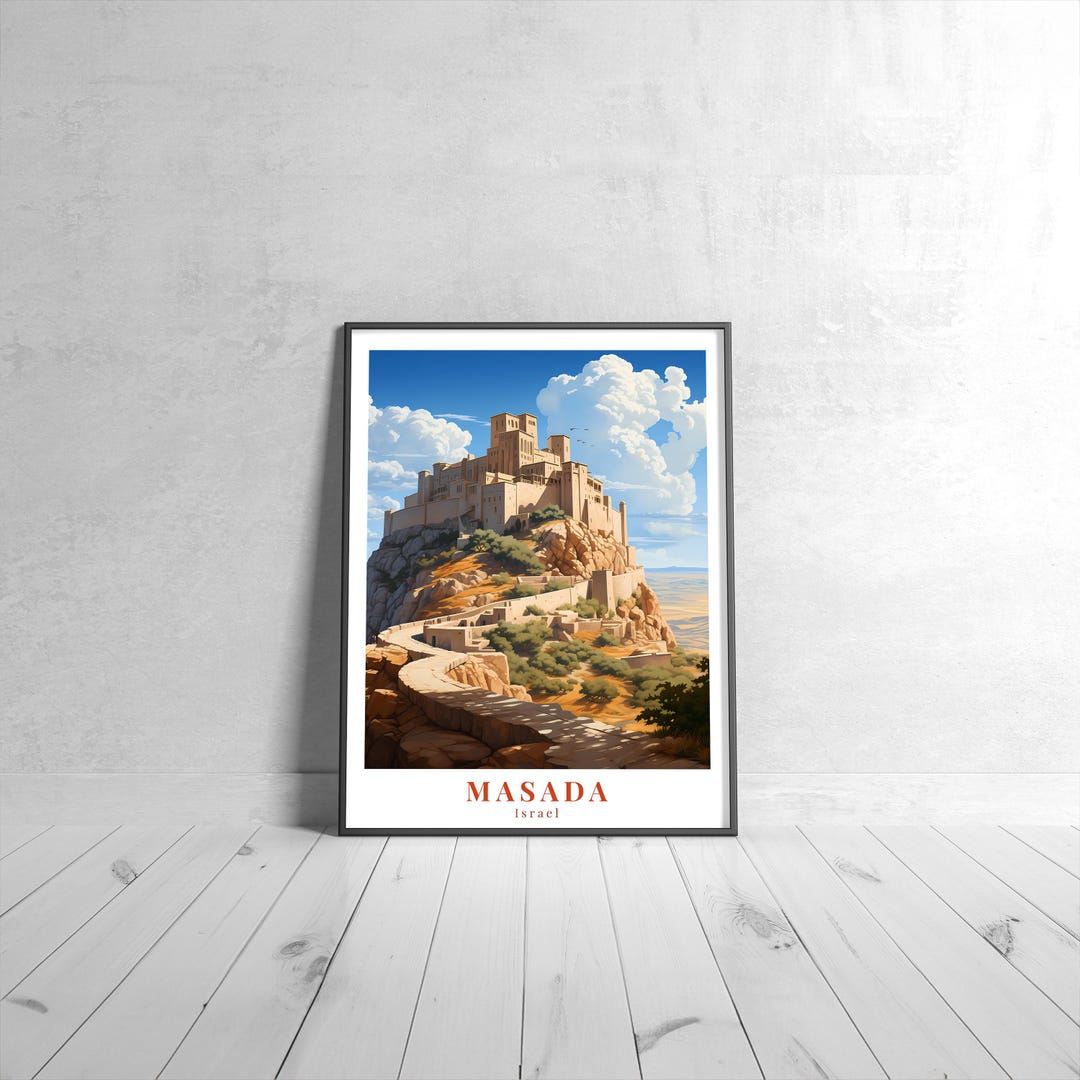 Masada Vintage Travel Poster Retro Israel Art Print Colorful Home Decor ...