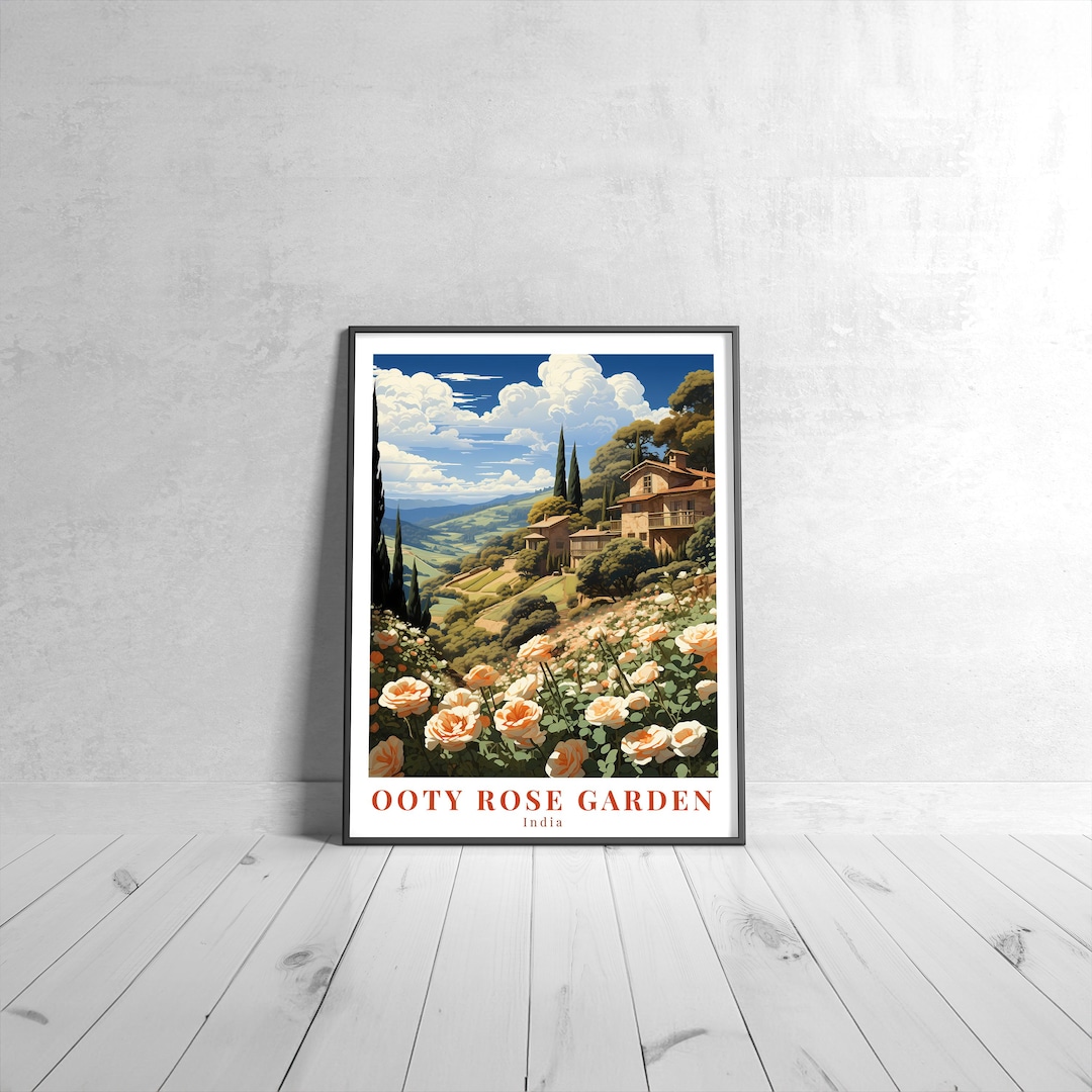 Ooty Rose Garden Vintage Travel Poster Retro India Art Print Colorful ...