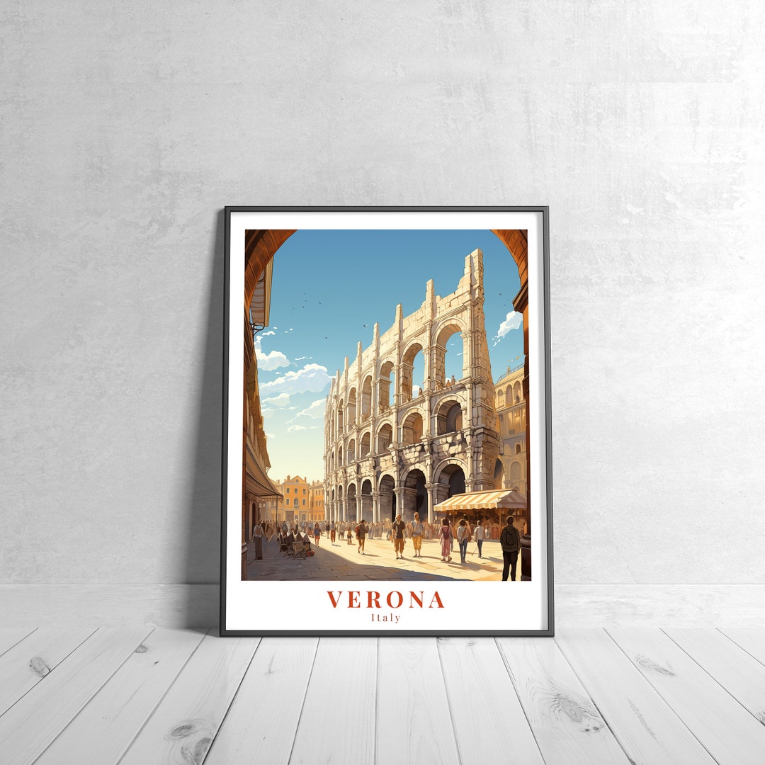 Verona Vintage Travel Poster Retro Italy- Travel Poster - Vintage Style ...