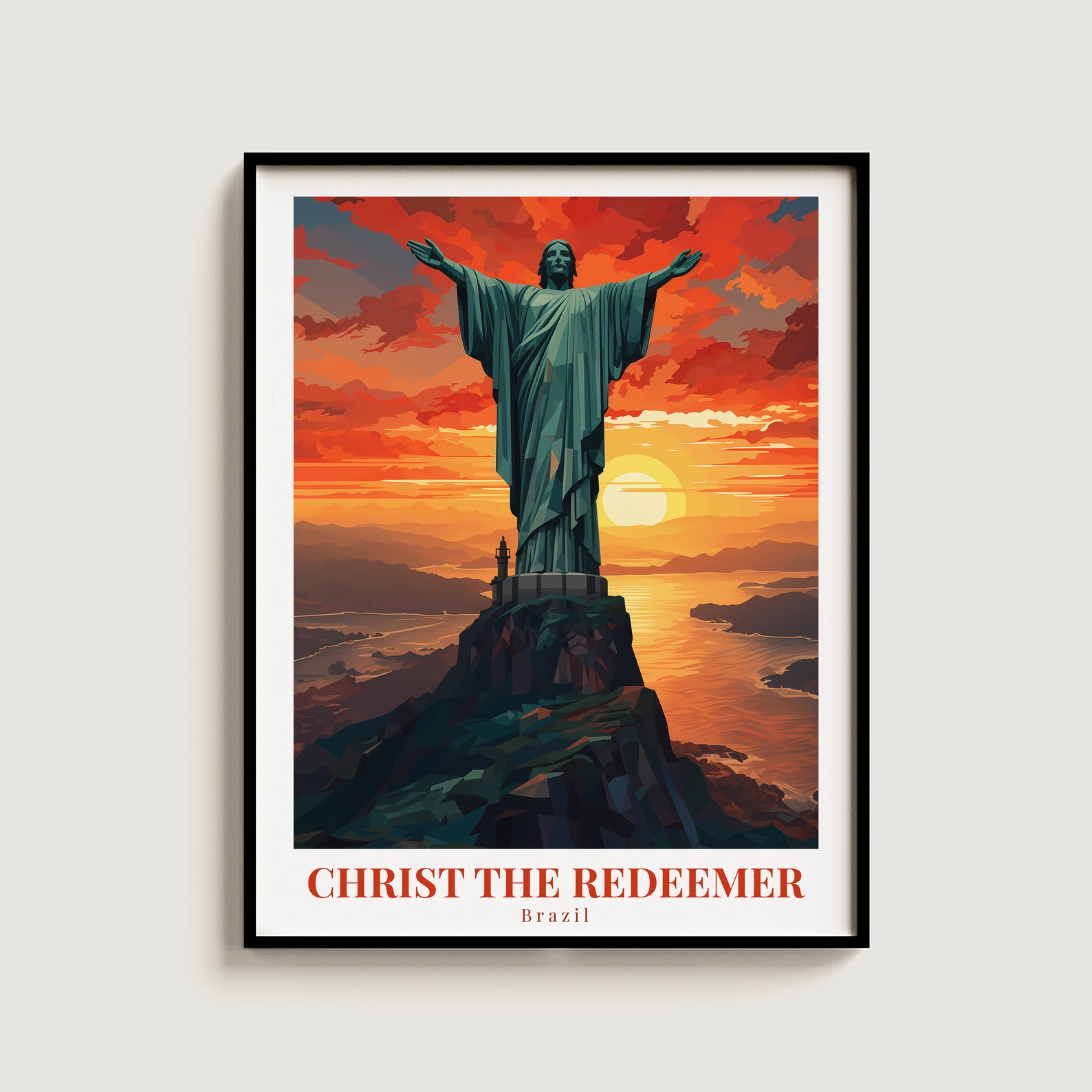 Christ the Redeemer Vintage Travel Poster Retro Brazil Art Print ...