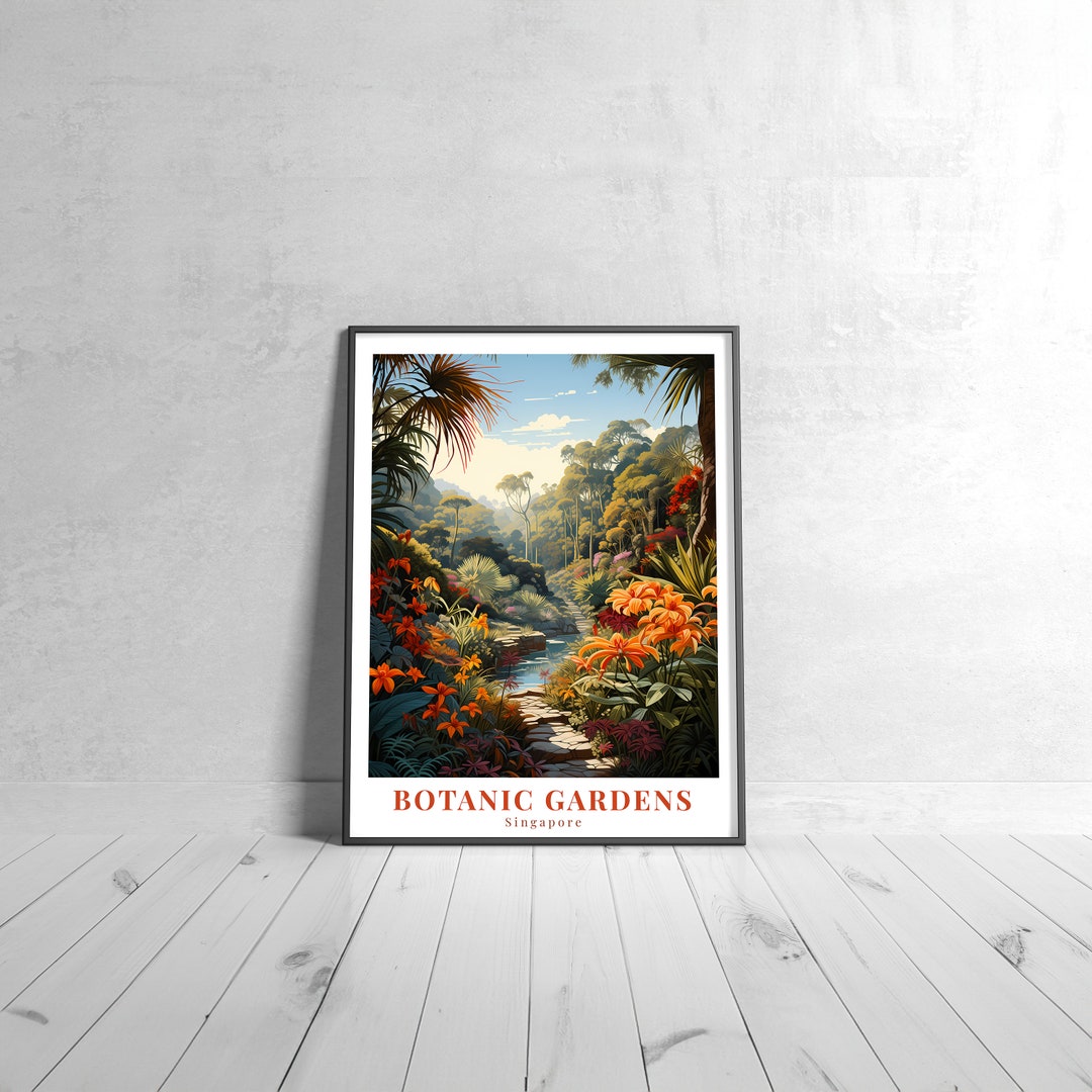 Botanic Gardens Vintage Travel Poster Retro Singapore Art Print ...