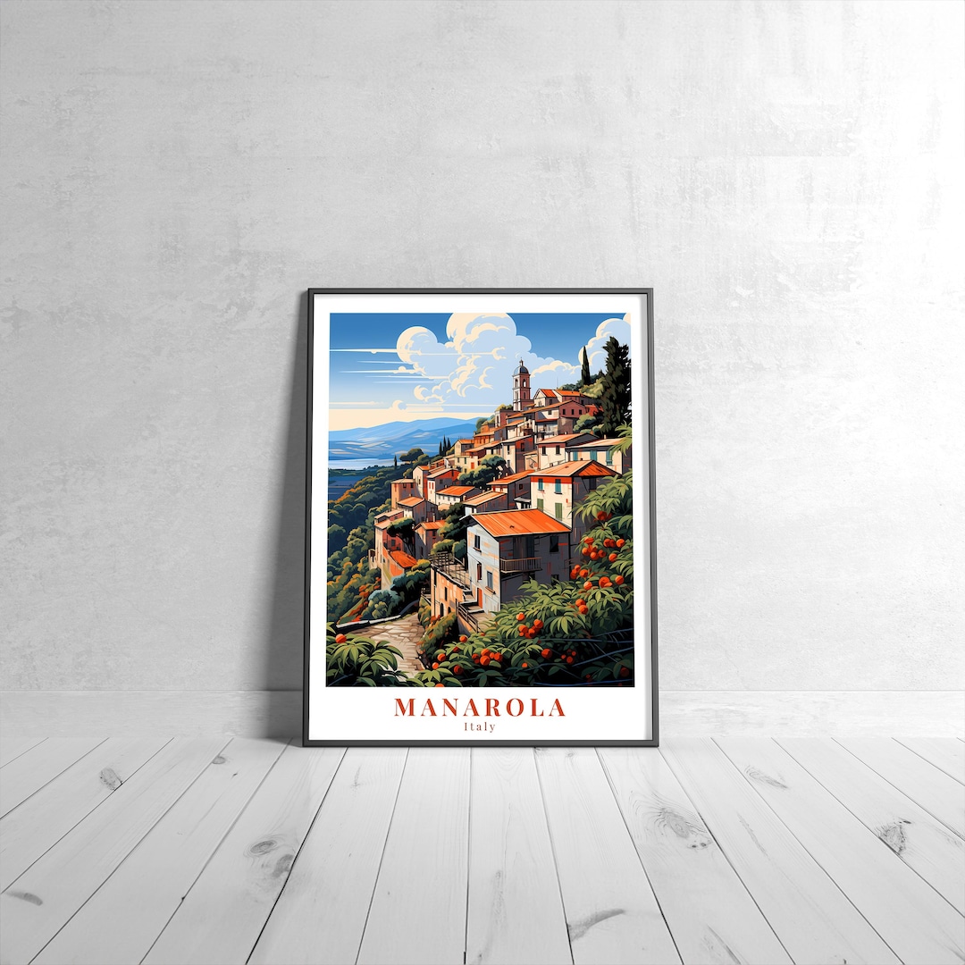 Manarola Vintage Travel Poster Retro Italy Art Print Colorful Home ...