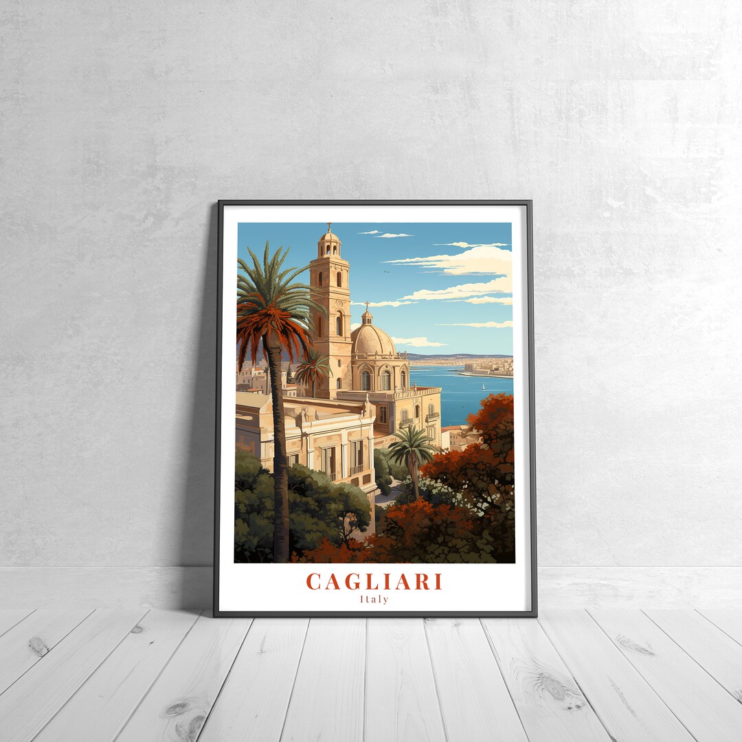 Cagliari Vintage Travel Poster Retro Italy Art Print Colorful Home Decor Travel Wall Art Unique ...