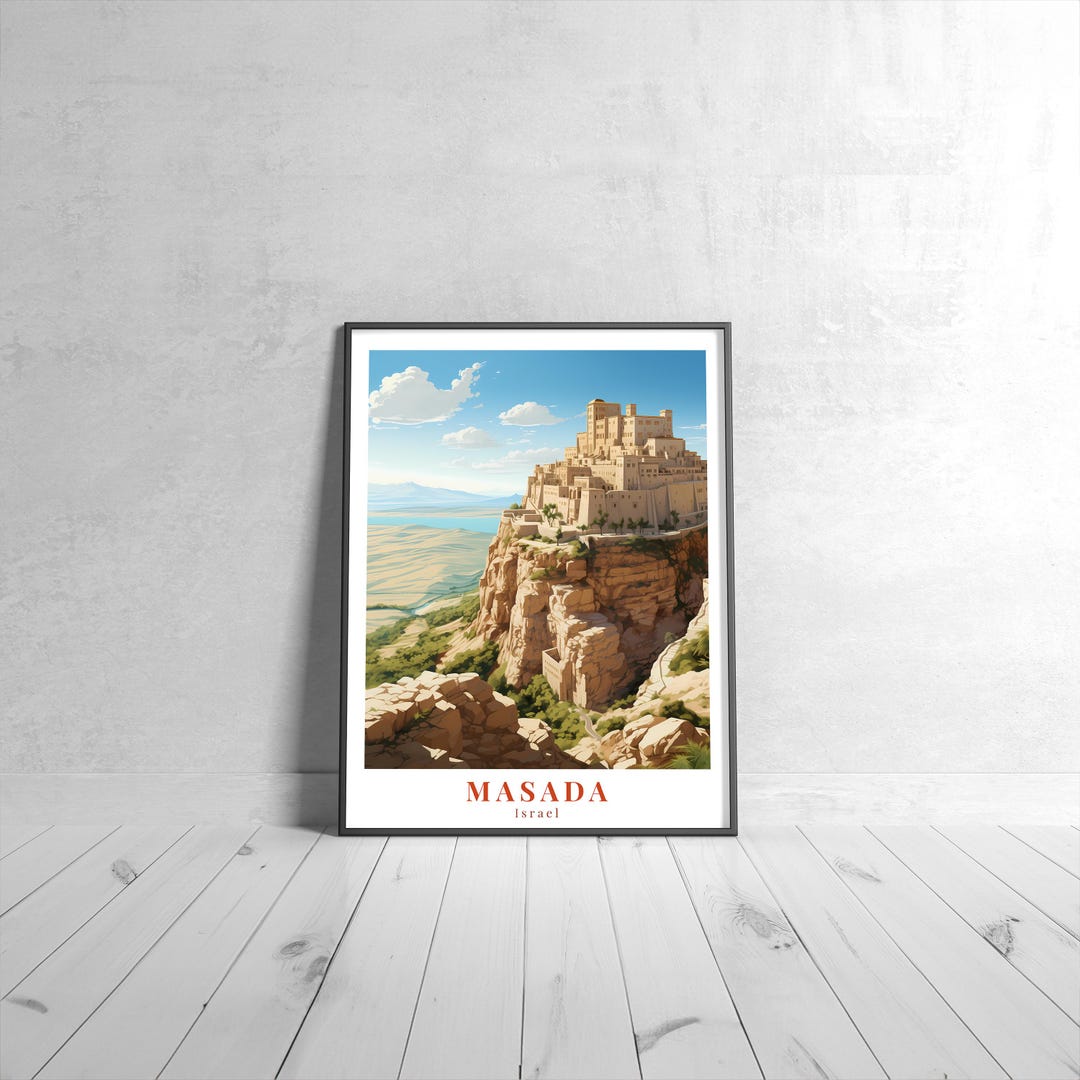 Masada Vintage Travel Poster Retro Israel Art Print Colorful Home Decor ...