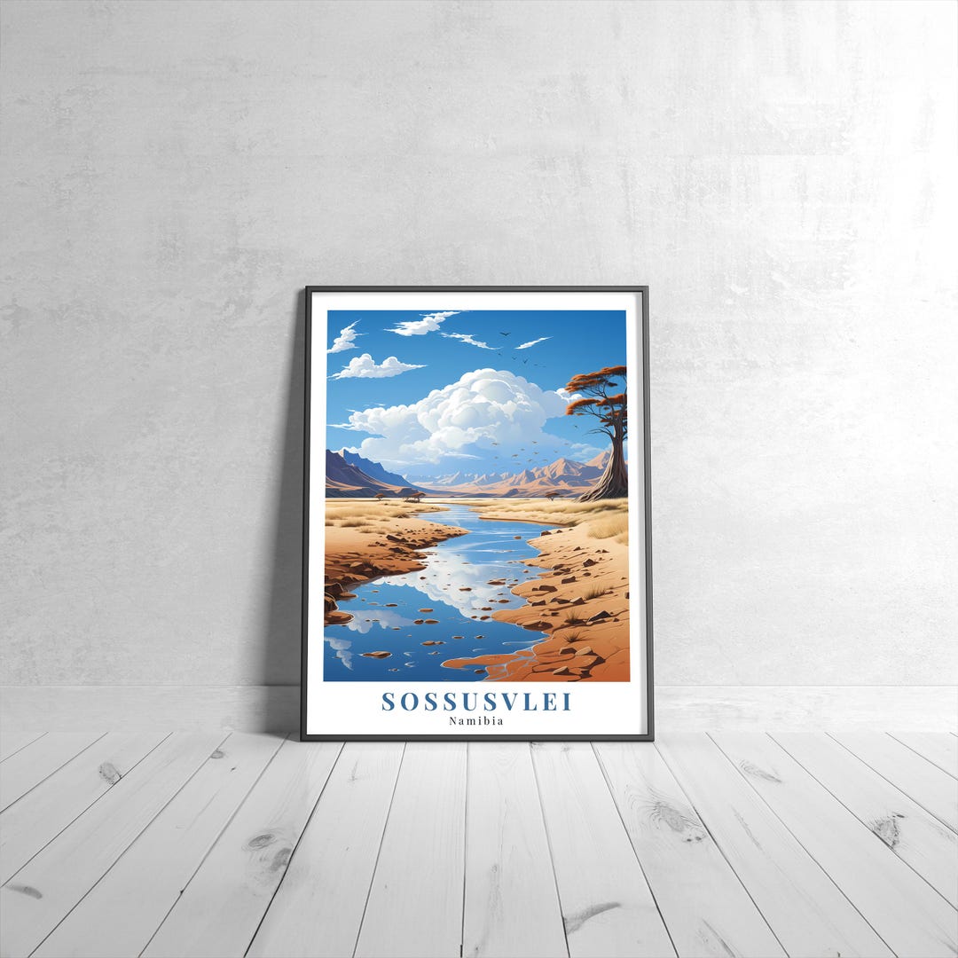 Sossusvlei Vintage Travel Poster Retro Namibia Art Print Colorful Home Decor Travel Wall Art ...