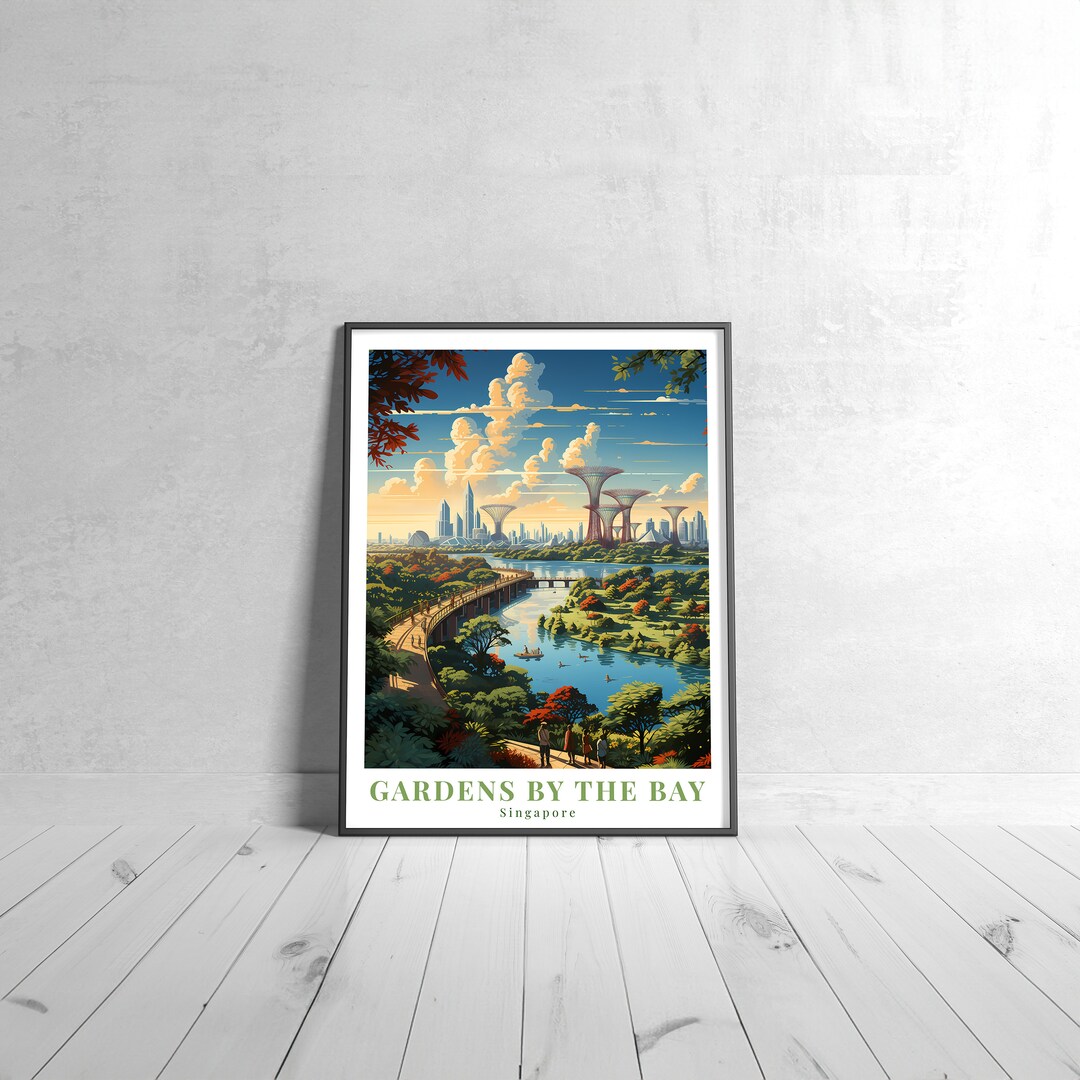 Gardens by the Bay Vintage Travel Poster Retro Singapore Art Print ...