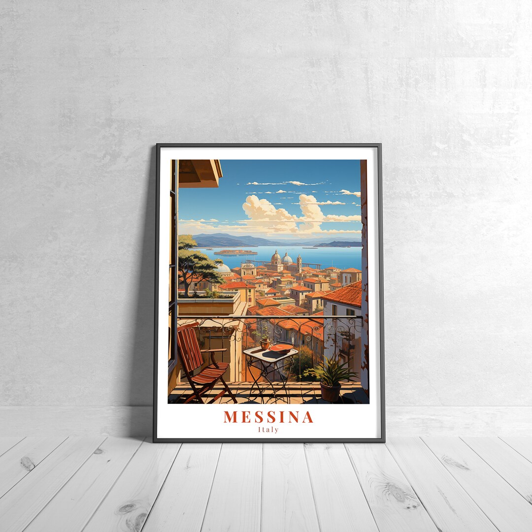 Messina Vintage Travel Poster Retro Italy Art Print Colorful Home Decor ...