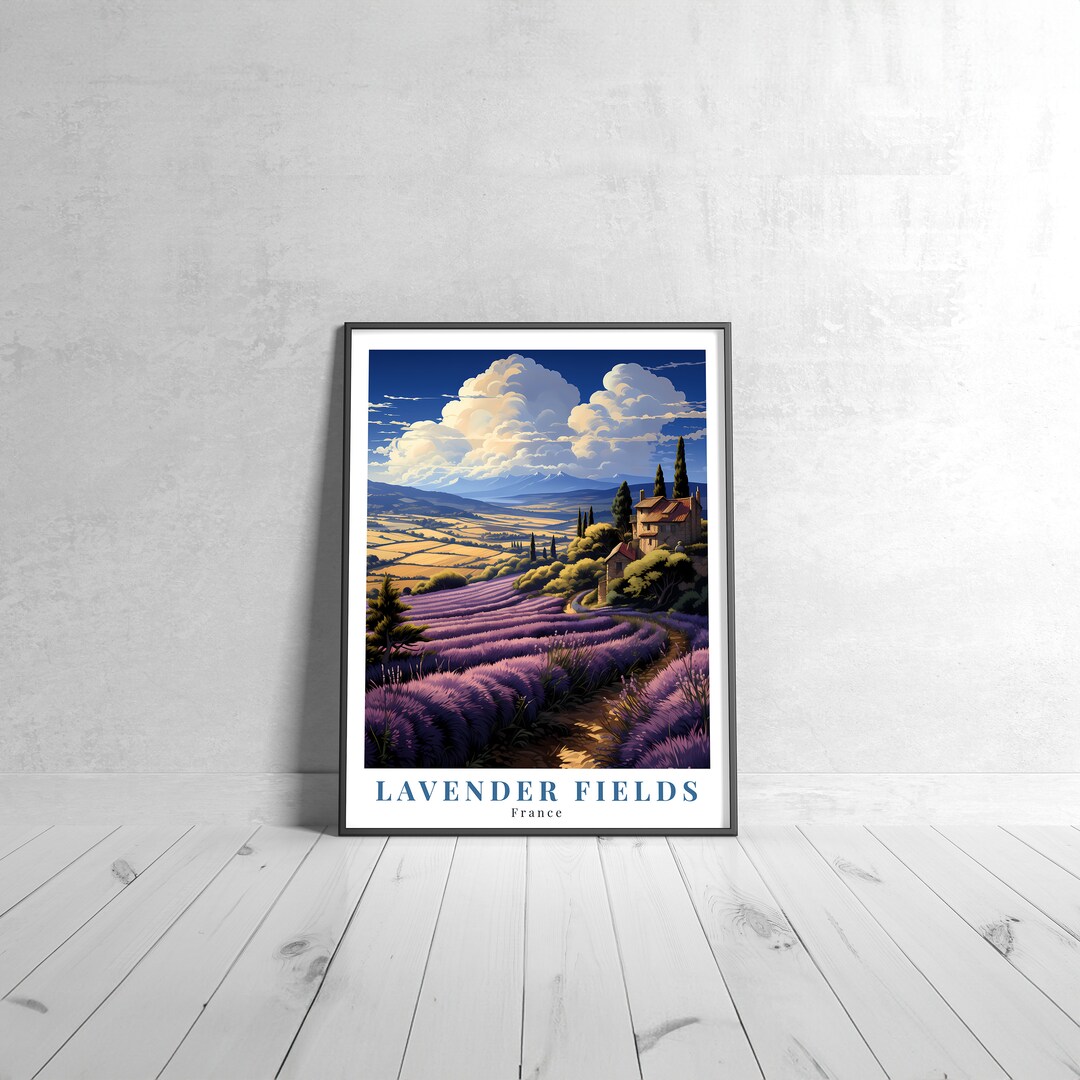 Lavender Fields Vintage Travel Poster Retro France Art Print Colorful ...