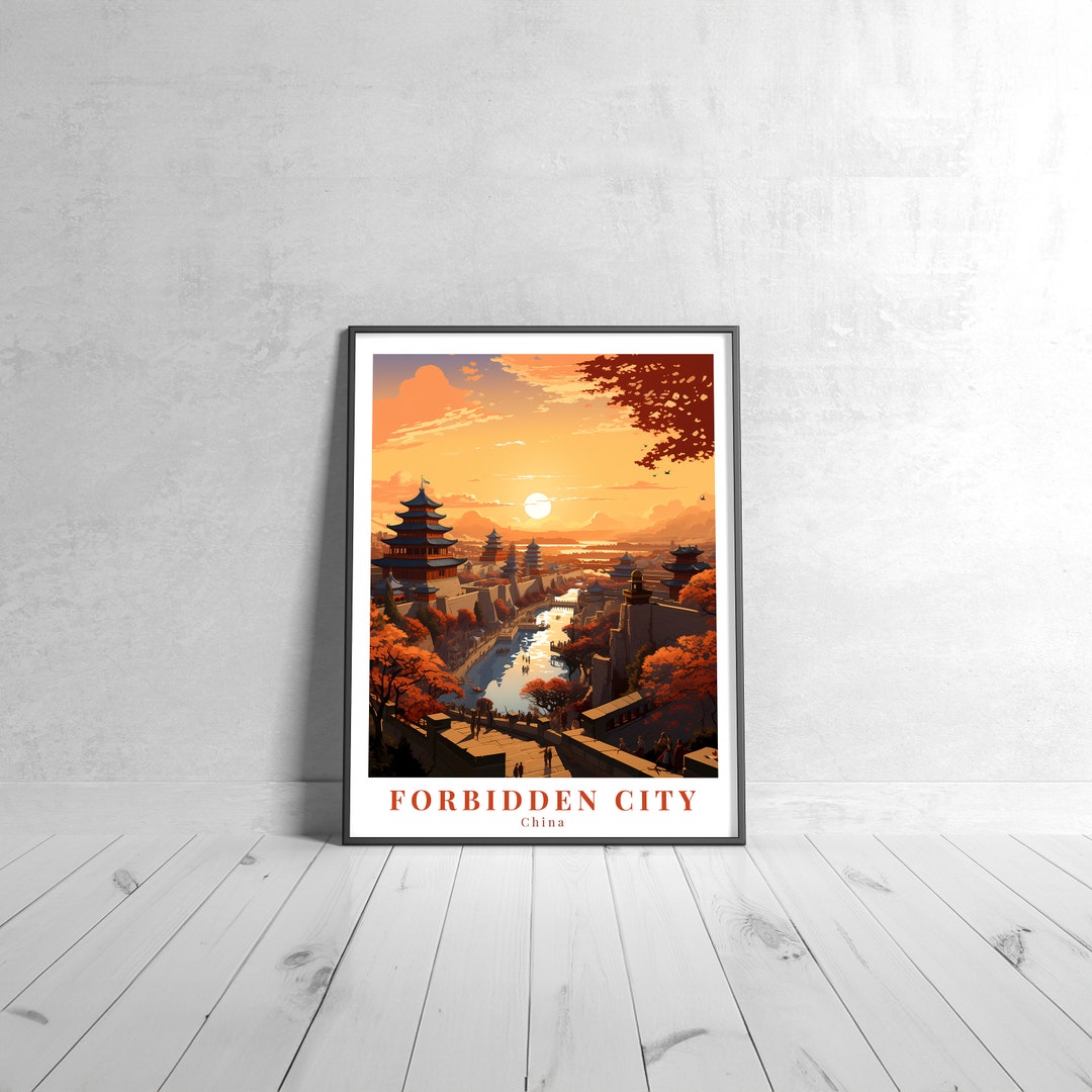 Forbidden City Vintage Travel Poster Retro China Art Print Colorful ...