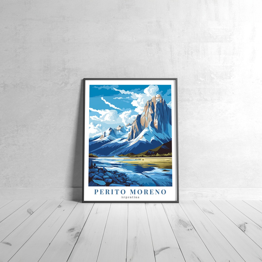 Perito Moreno Vintage Travel Poster Retro Argentina Art Print Colorful ...