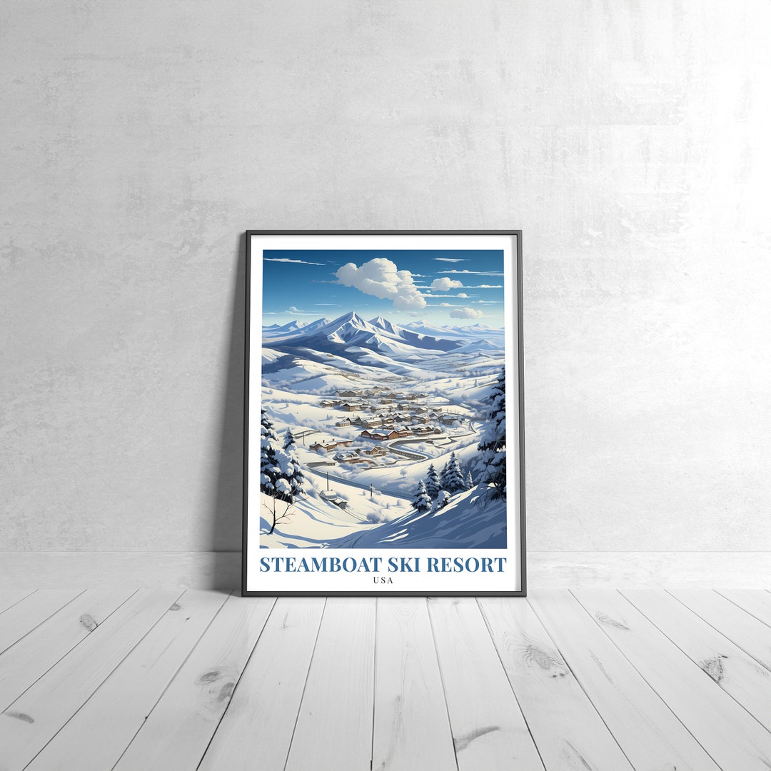 Steamboat Ski Resort Vintage Travel Poster Retro USA Art Print Colorful ...