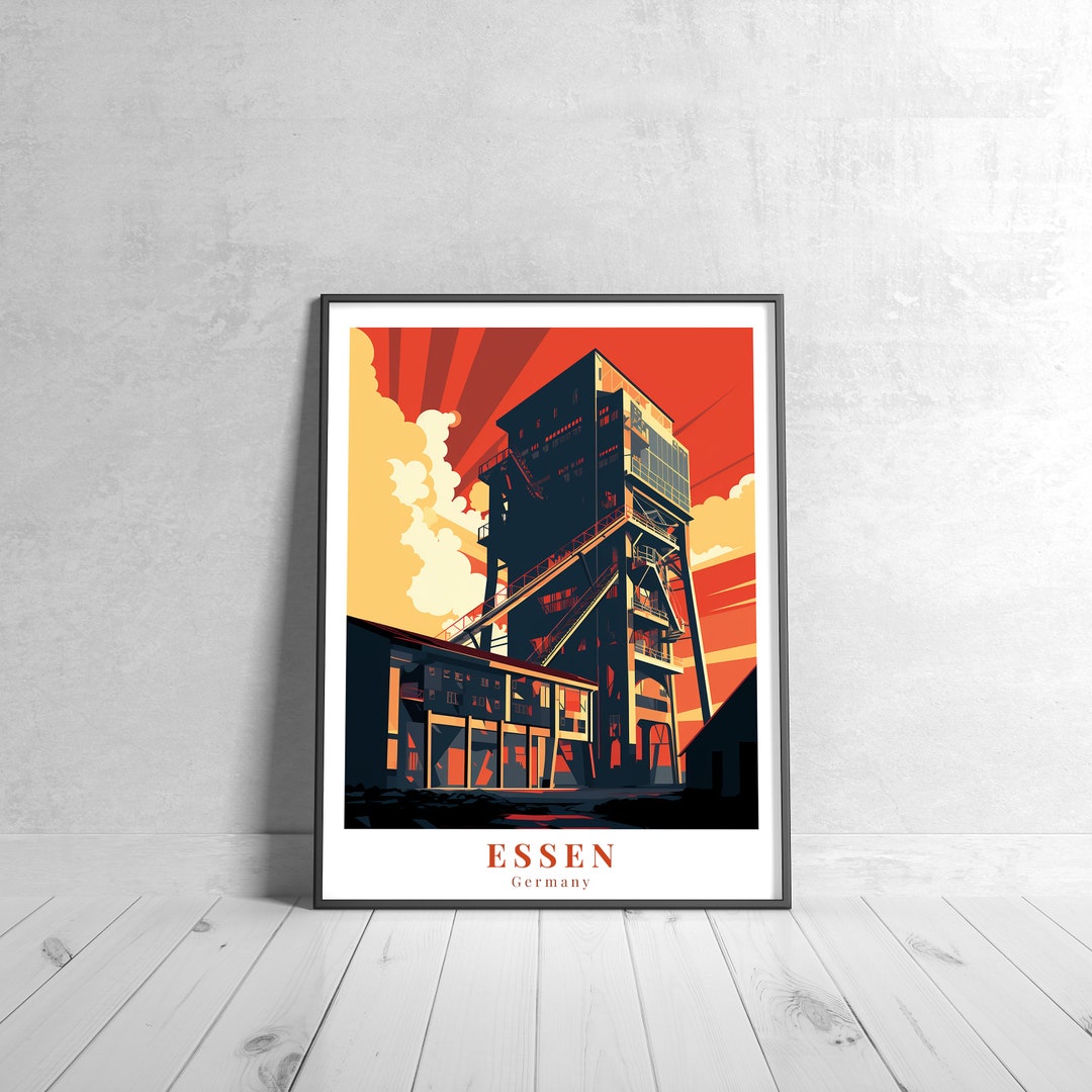 Essen Vintage Travel Poster Retro Germany Art Print Colorful Home Decor ...