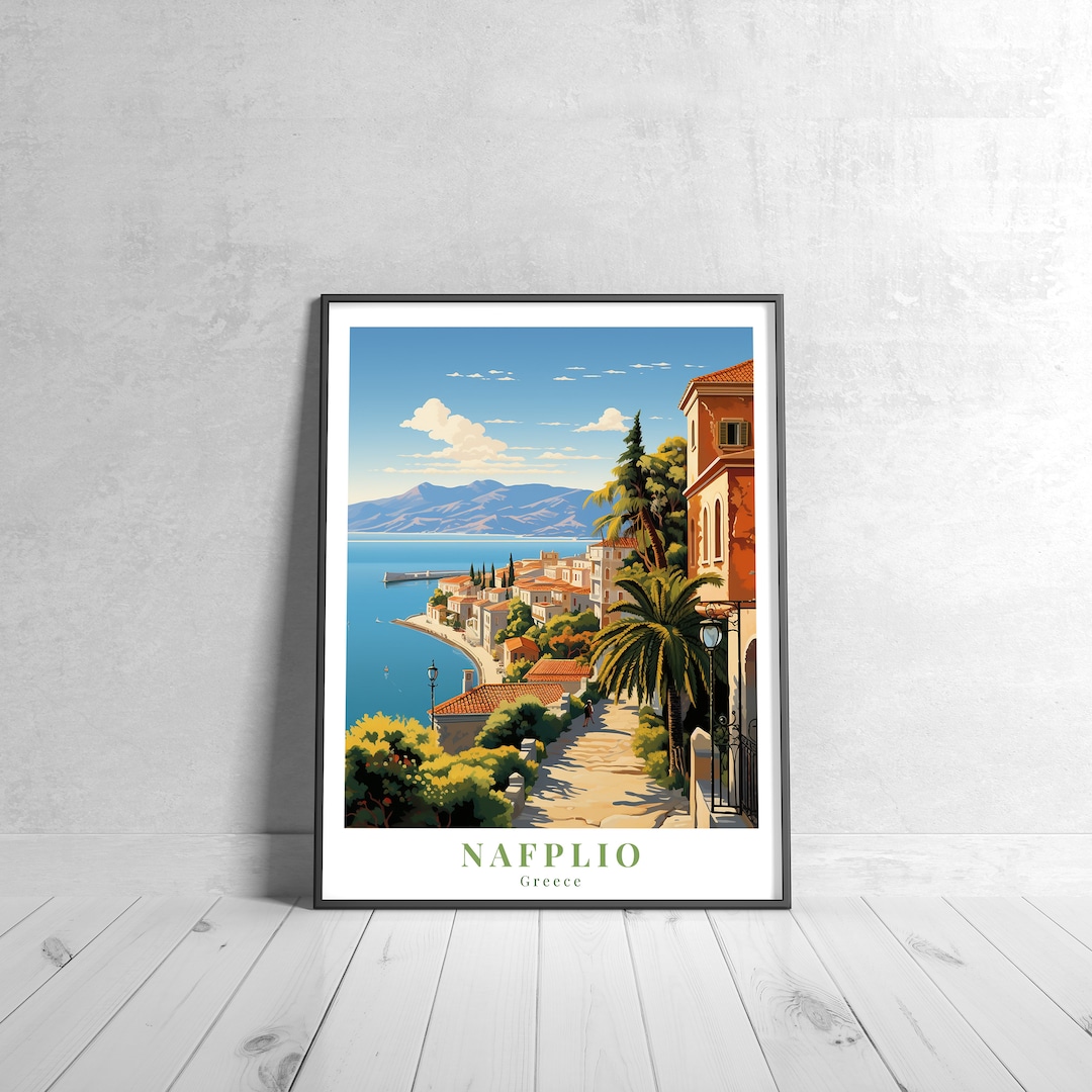 Nafplio Vintage Travel Poster Retro Greece Art Print Colorful Home ...