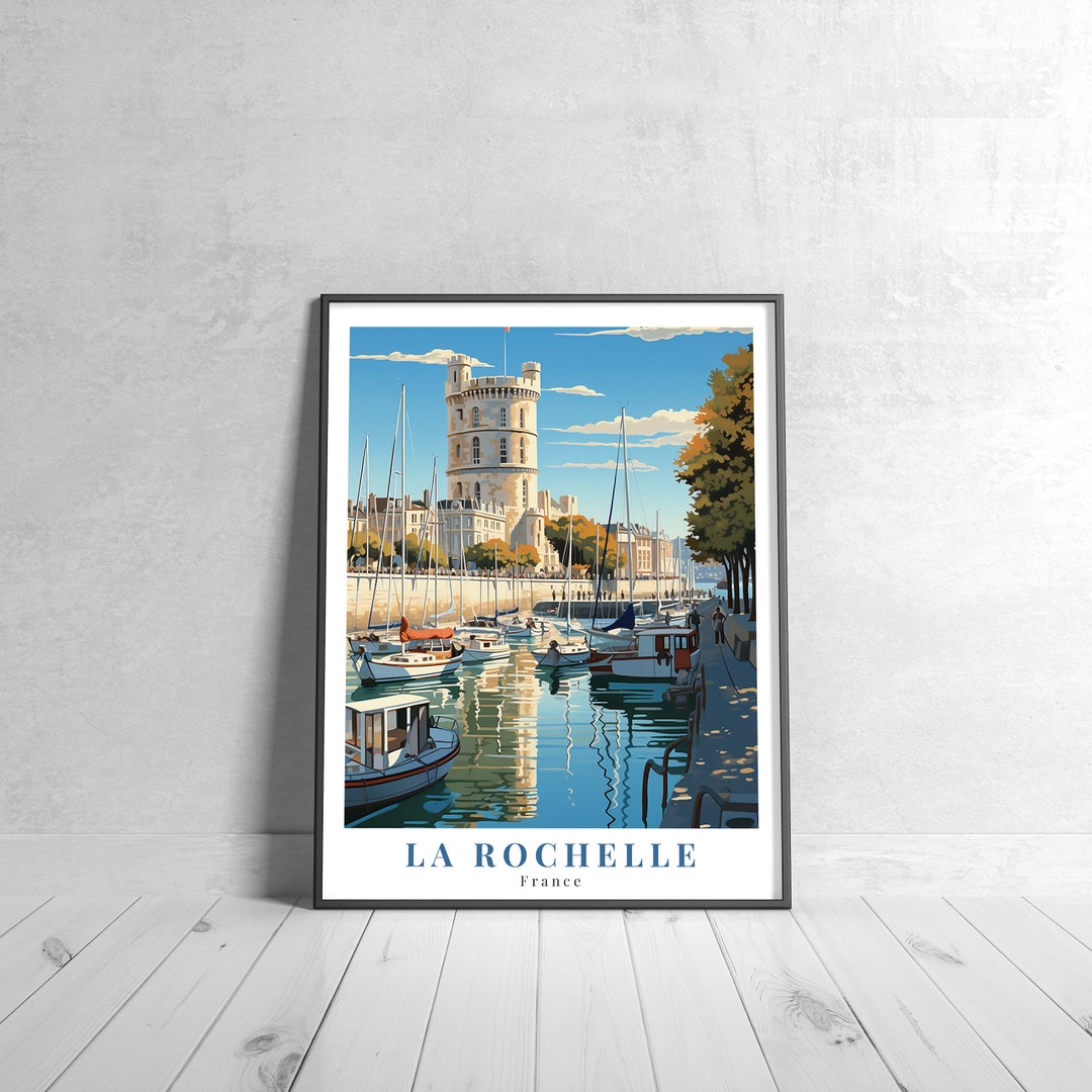 La Rochelle Vintage Travel Poster Retro France Art Print Colorful Home ...