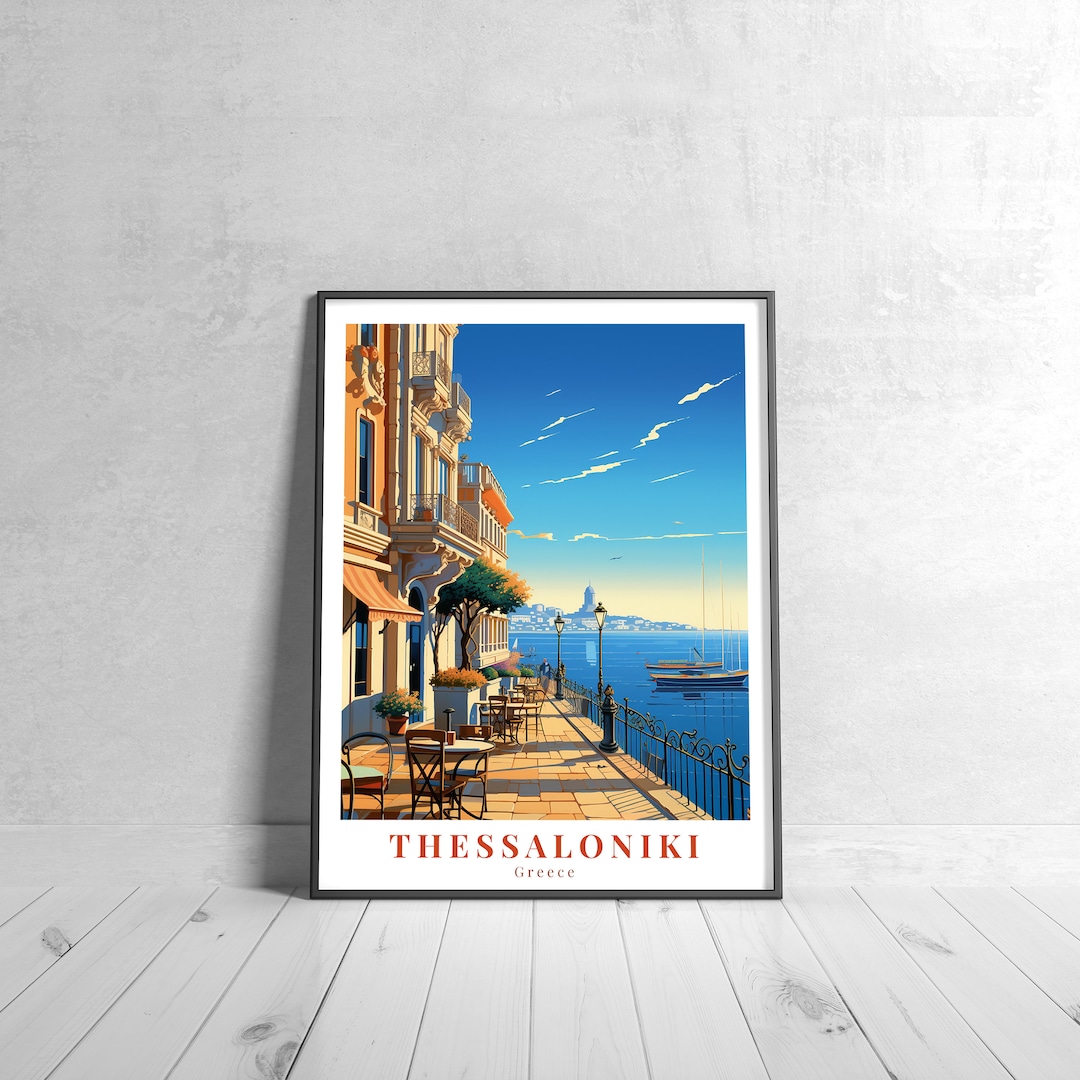 Thessaloniki Vintage Travel Poster Retro Greece- Travel Poster ...