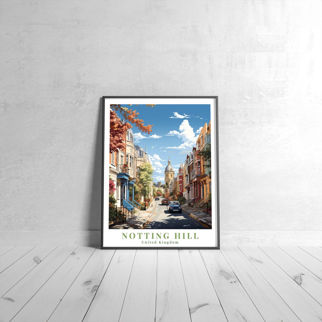 Notting Hill Vintage Travel Poster Retro United Kingdom Art Print ...